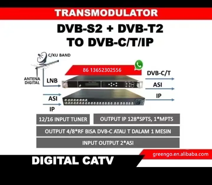GreenGo 16 Ways Digital Catv Satellite TUNER DVB S2 to RF DVB T /DVB-C ...