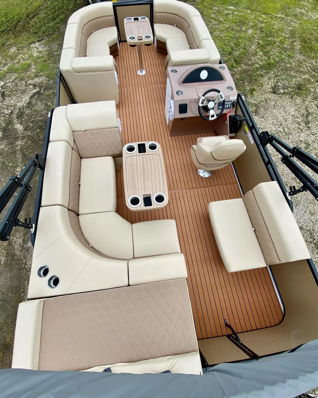 Premier Series 32\" Bench Seat Cushion Set for Pontoon in Stone/Mocha ...