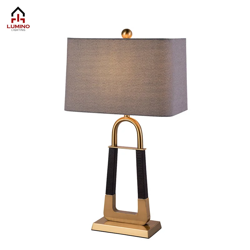 Light Luxury Metal Leather Texture Table Lamp Designer Living Room ...