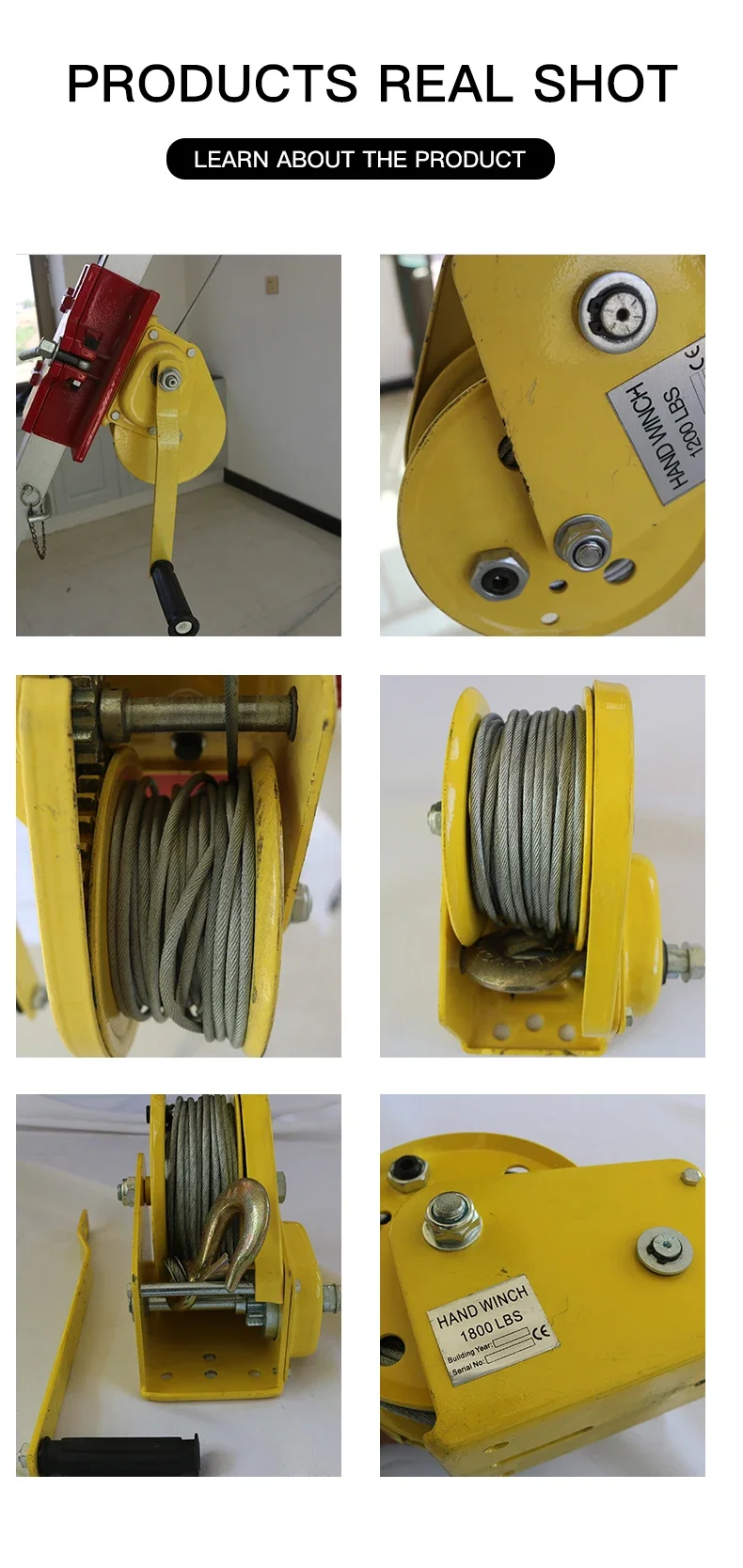 1200lbs 30m Wire Rope Hand Winch With Brake for Lifting Boat Winch ...