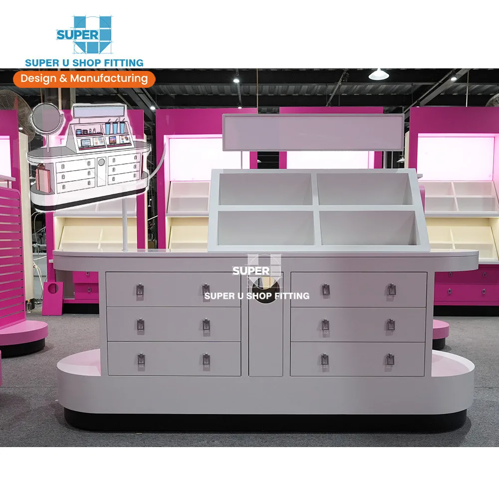 Retail Makeup Shop Display Gondola Stand Wood Perfume Boutique ...