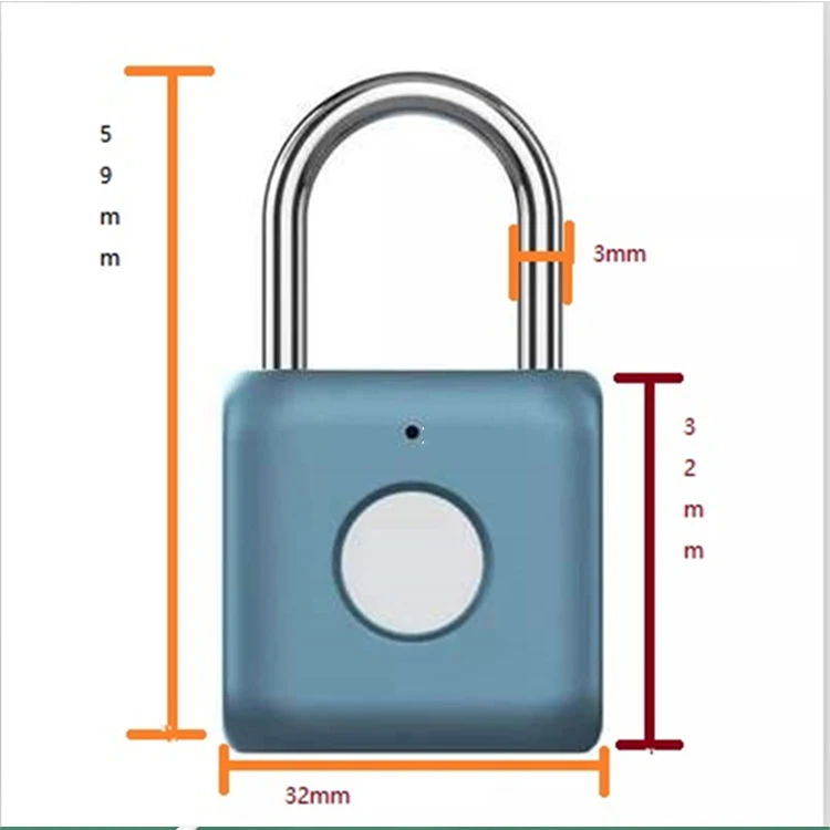 Biometric Thumbprint Smart Padlock Colorful High Security Waterproof ...