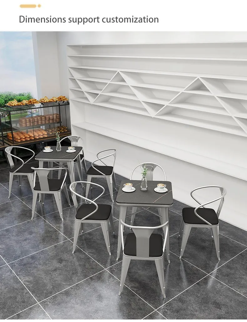 Modern Sintered Stone Outdoor Dining Table And Chair Set With Metallic ...