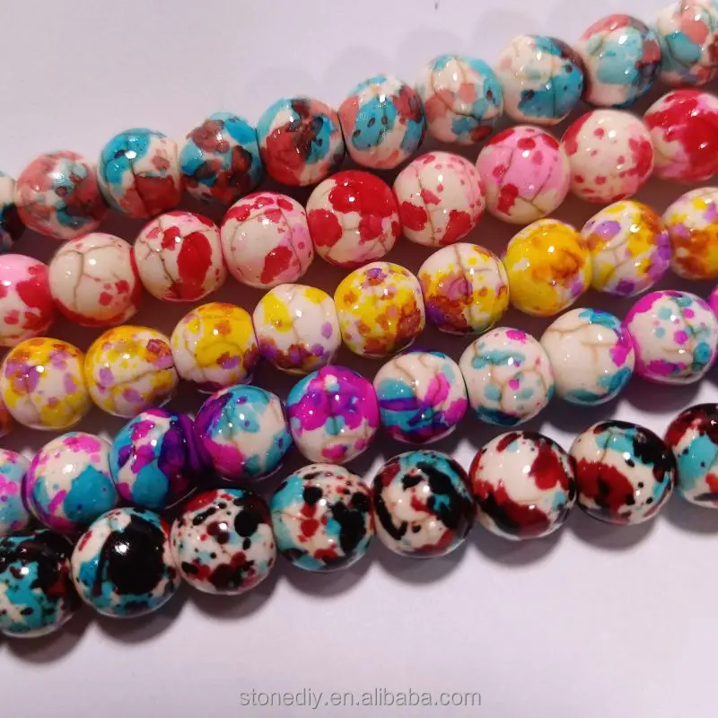 8mm Turquoise Beads Camouflage Color Loose Round Beads Is Modelled on ...