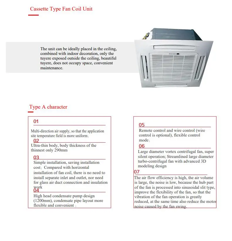 New Fan Coil Units Ac Fcu Ceiling Mounted Cassette Type Chilled Water ...