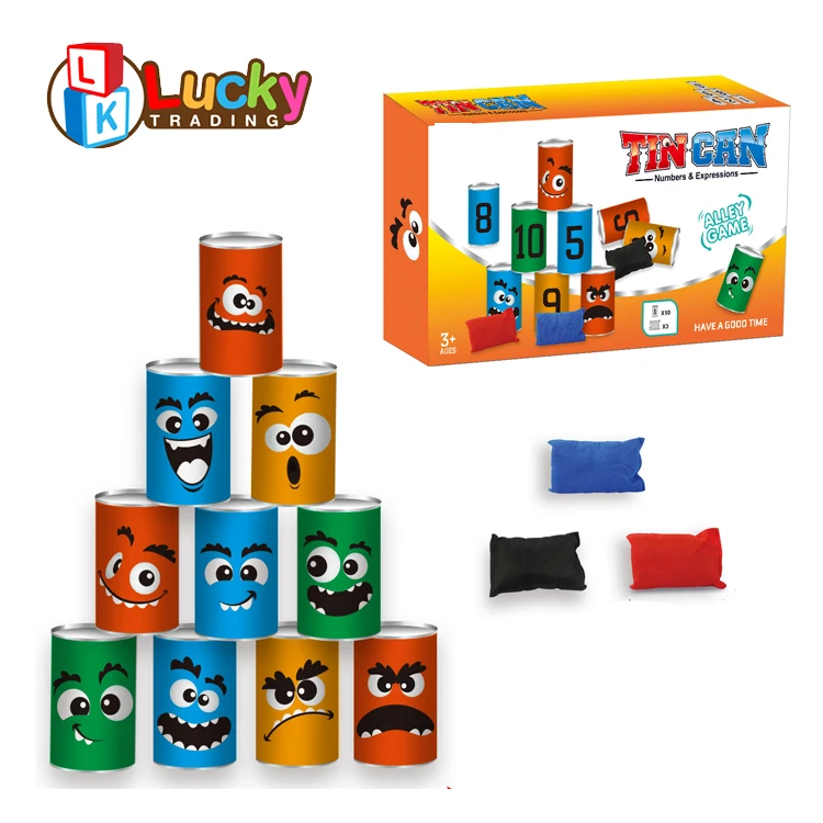 Outdoor Garden Bean Bag Tin Can Toss Game Iron Hit Tin Can Alley Game ...