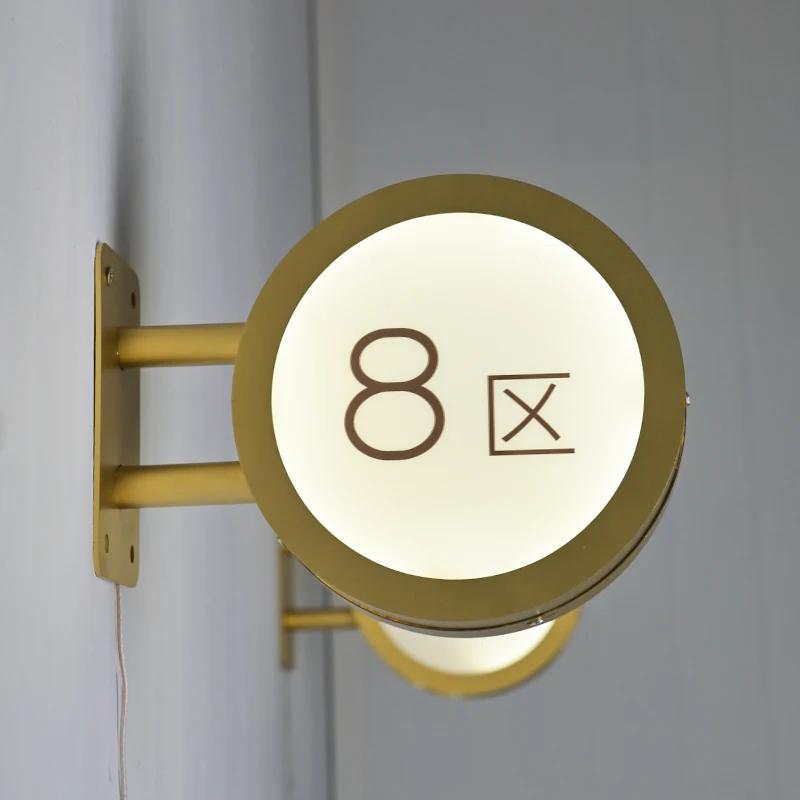 Wall-mounted Signs,Golden Side-mounted Circular Light Box,Double-sided ...