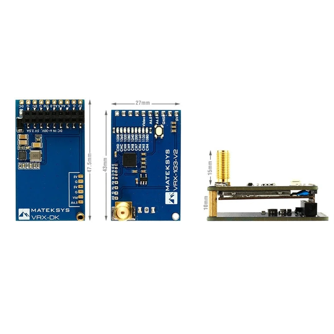 Matek System VRX-1G3-V2 9CH FPV Receiver - Long Range & 5V Regulator