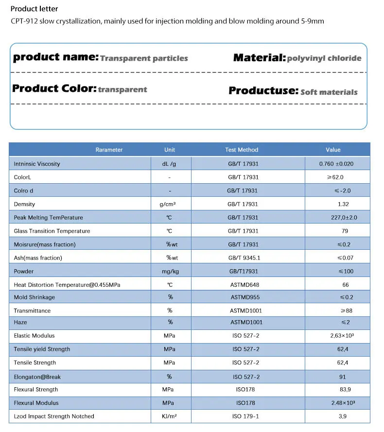 Injection Grade Cpt-912 Slow Crystallization Pet Resin For 5-9mm ...