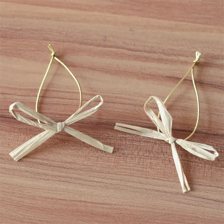 Pre-tied Natural Raffia Bow With Elastic Loop / High Quality Natural ...
