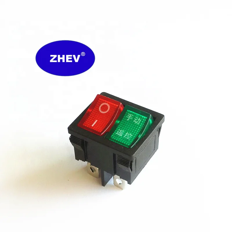 Red Dpst 4 Pin Dual Button Rocker Switch With Green Marine 10a Black ...