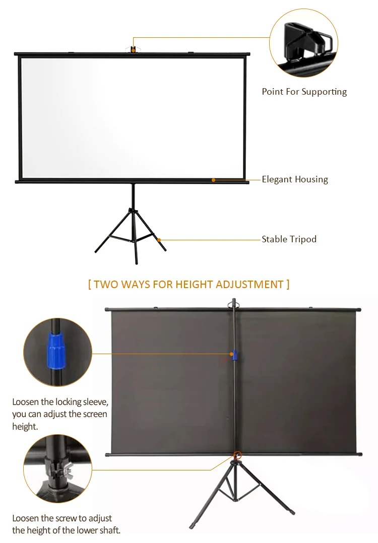 New 100 Inch 4k Hd Tripod Portable Projection Square Projector Screen ...