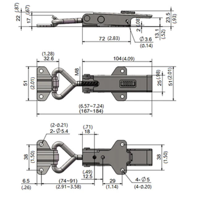 Small Mini Stainless Steel Adjustable Toggle Draw Latch With Padlock ...