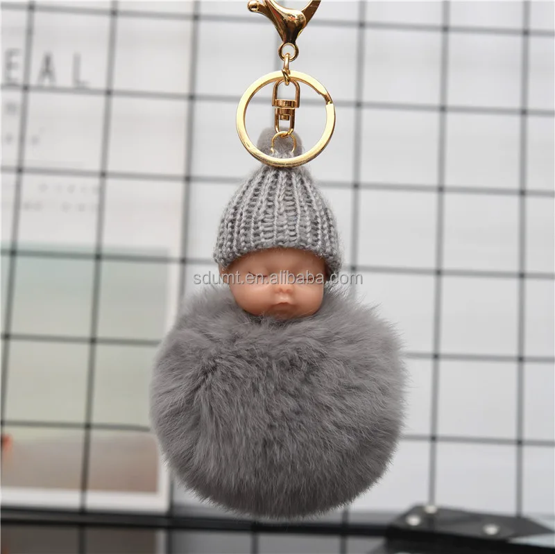 Cute Sleeping Baby Hairball Key Chain Creative Gift Cute Sleeping Baby ...