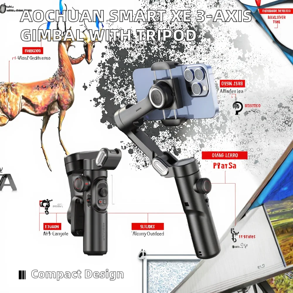 AOCHUAN Smart XE 3-Axis Gimbal Stabilizer for Xiaomi iPhone Foldable ...