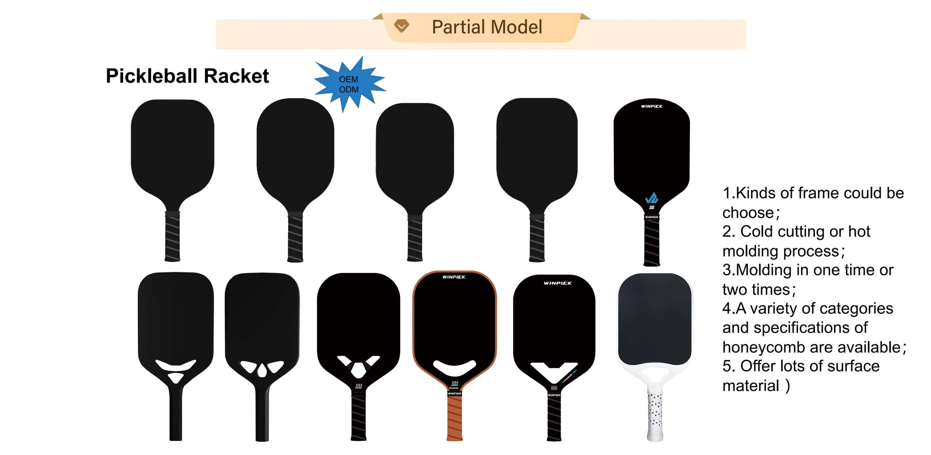 Titanium Pickleball Paddle Custom Logo 16mm Durable Usapa Thermoformed ...