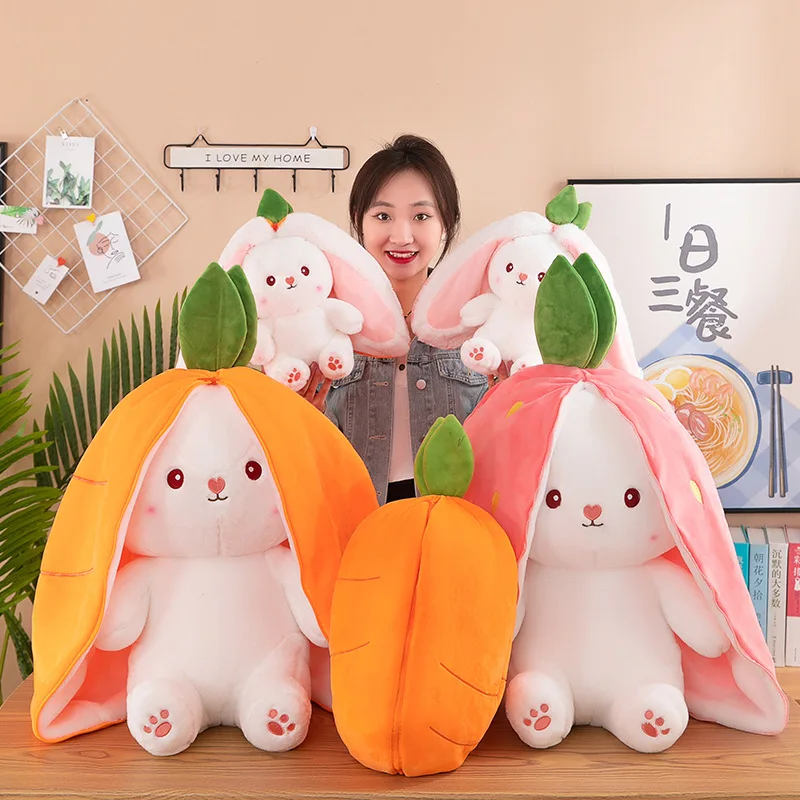 Creative Kawaii Fruit Transform Bunny Stuffed Doll Kids Gift Stuffed ...