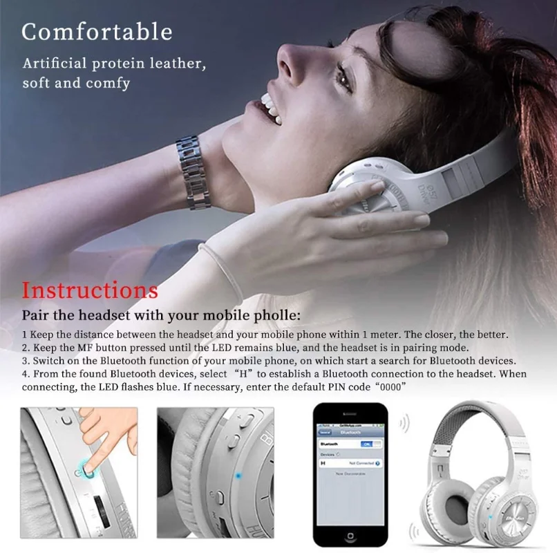 Bluedio Turbine H+ Plus Wireless 5.0 Stereo Headphones With Mic ...