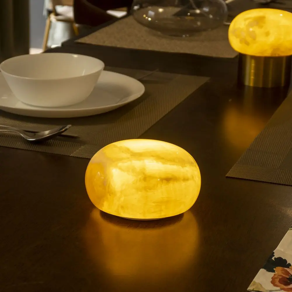 Restaurant Hotel Lobby Living Room Desk Lamp Marble Stone Table Light ...