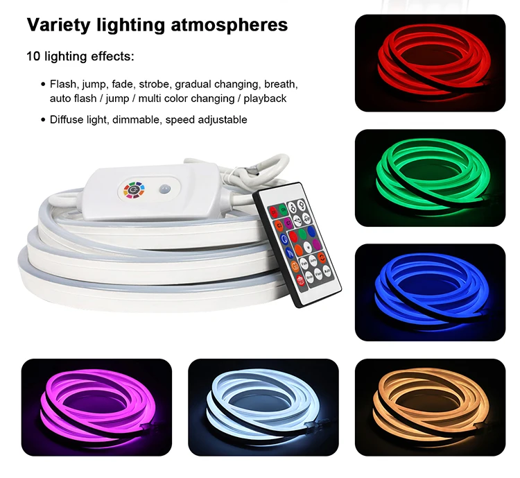 RGB Round LED Neon Light Belt - 360 Degree Luminous Lights