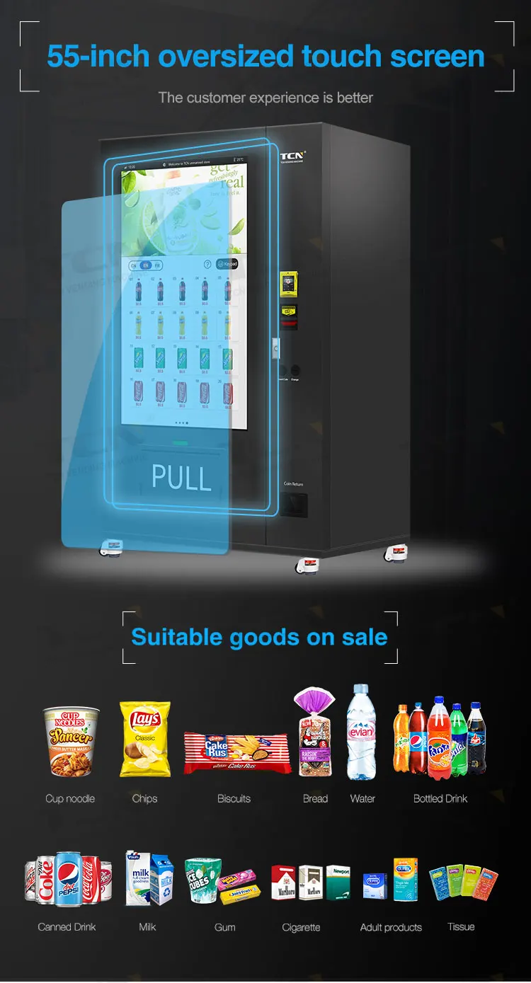 TCN Clearance Sale Elevator Vending Machine 55 Inches Touch Screen Vending Machine for Sale for ...