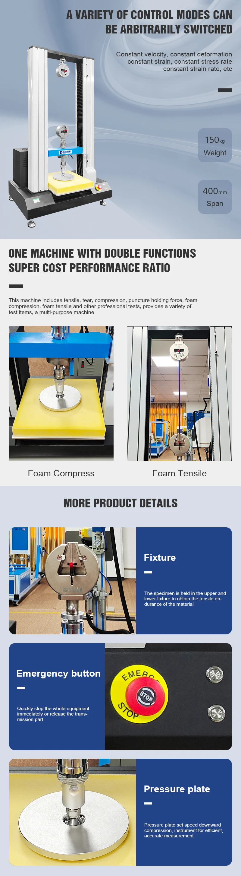 Polymeric Material Foam IFD Hardness Test - Compression Tester Machine