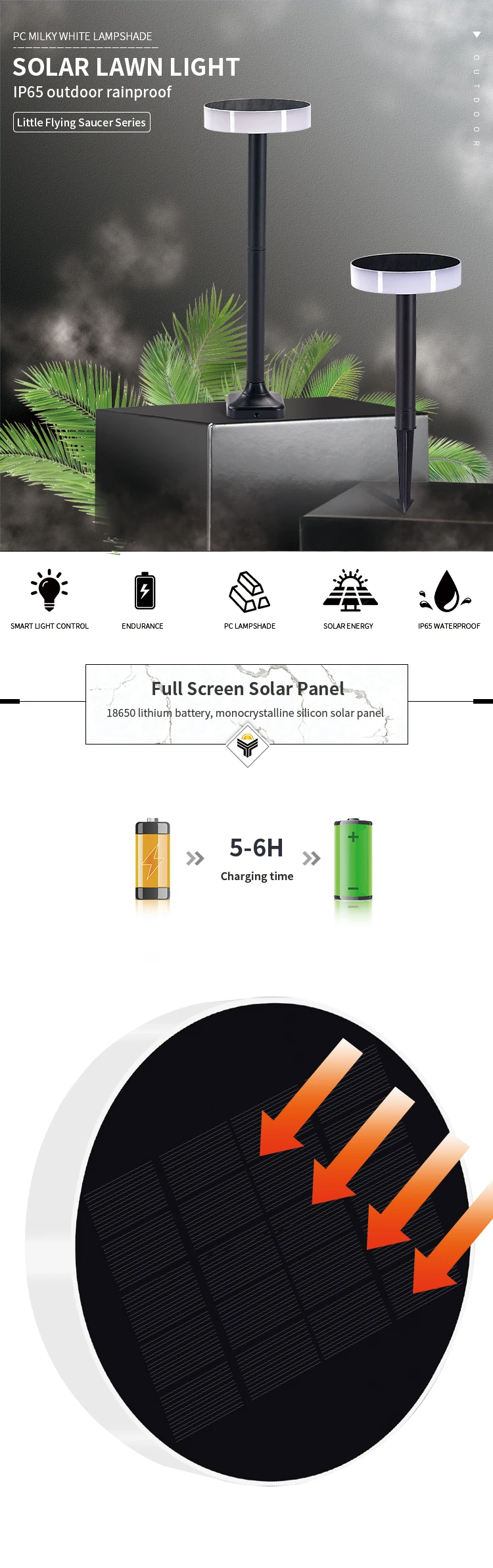 Yunduo Outdoor Waterproof LED Solar Garden Lights