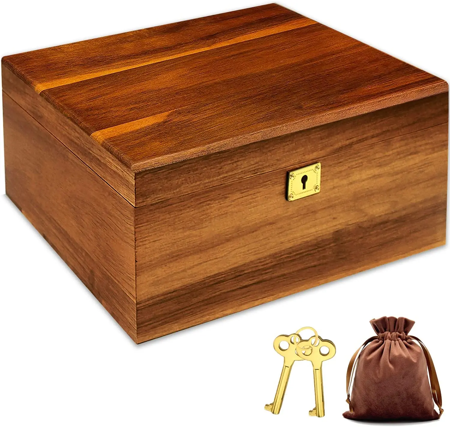 Locking Wooden Box - Premium Keepsake & Decorative Storage