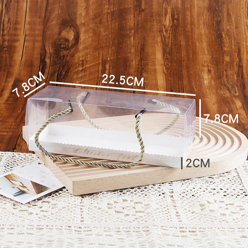 Window Square Long Roll Cake Box Packaging Boxes Transparent Roll Paper ...