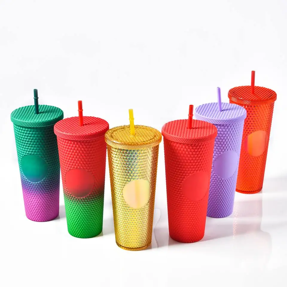 New 2023 Studded 24oz Reusable Milkshake Mugs Drinkware Bling Double ...
