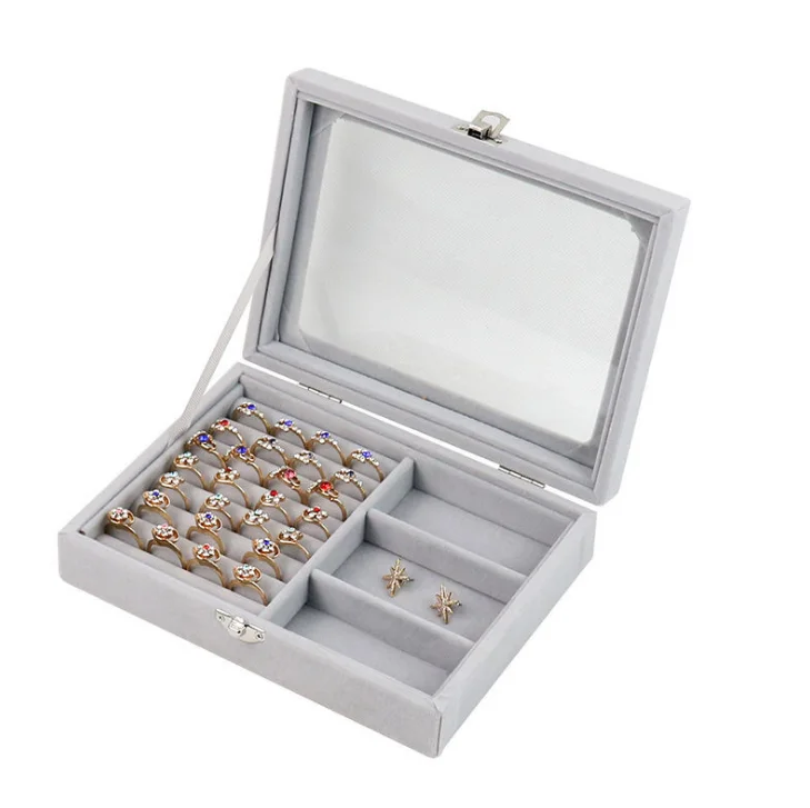 Flannel Wooden Flip Jewelry Packaging Box - Customizable