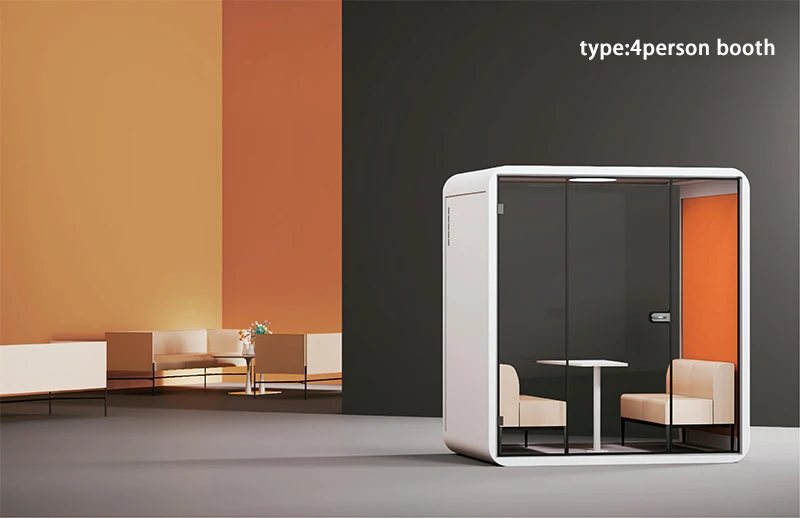 Modern 4-Person Office Pod Acoustic Workspace with Soundproof Phone ...