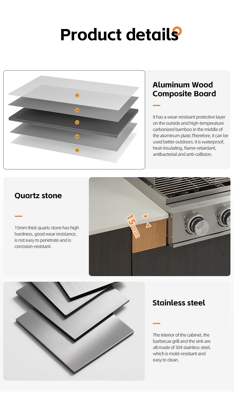 Commercial Outdoor Kitchen Design with Pergola Garden Barbecue Set ...