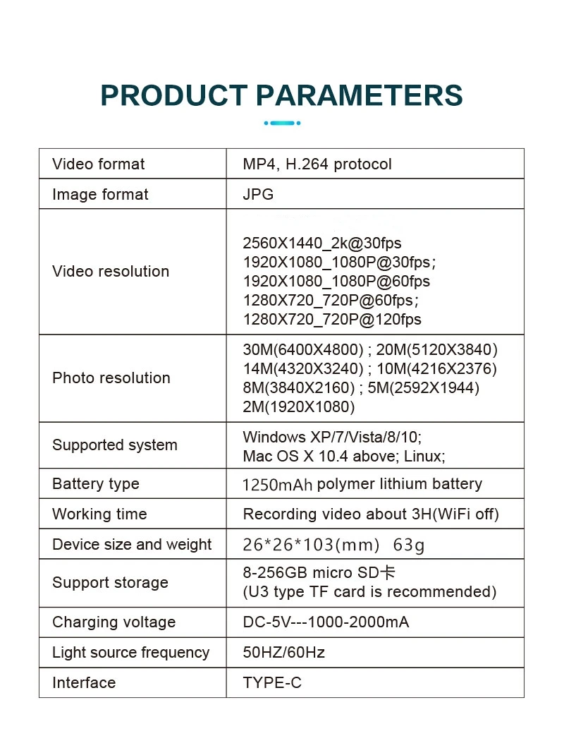 Aoedi Ad716 2.7k Son Y Sensor Eis Wifi Waterproof Wearable Head Mounted ...