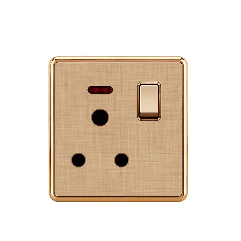 Uk Standard 15a Wall Switch Socket Modern Gold Color Luxury 1 Gang For ...