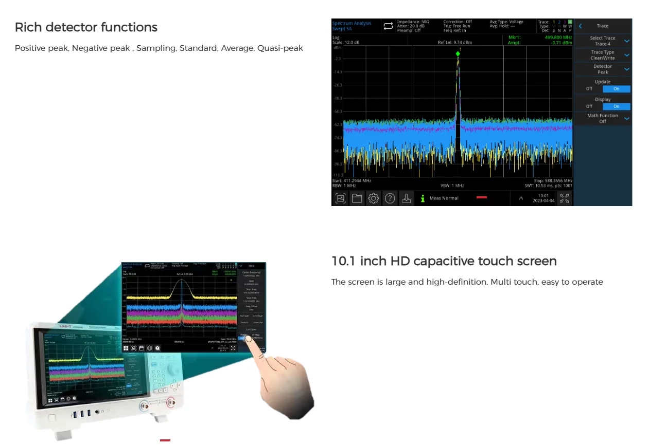 UNI-T UTS1015T Spectrum Analyzer 1.5GHz 10.1 Inch TFT with Tracking ...