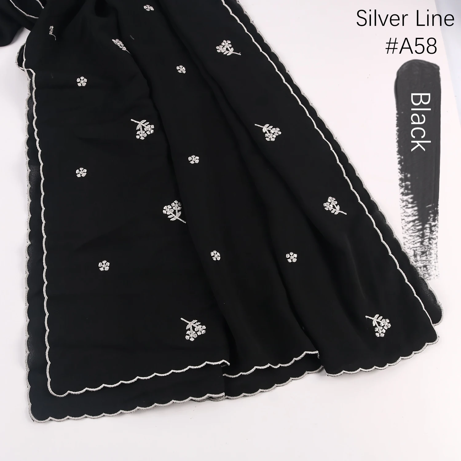 Shawl Sulam Embroidered Chiffon Hijab Scarf Veil Chiffon Shawl For ...