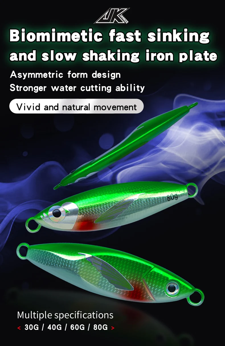 New Arrival Jigs Sea Luminous Zinc Alloy Material Sinking Jig Lure For Saltwater Sea Fishing 30 ...