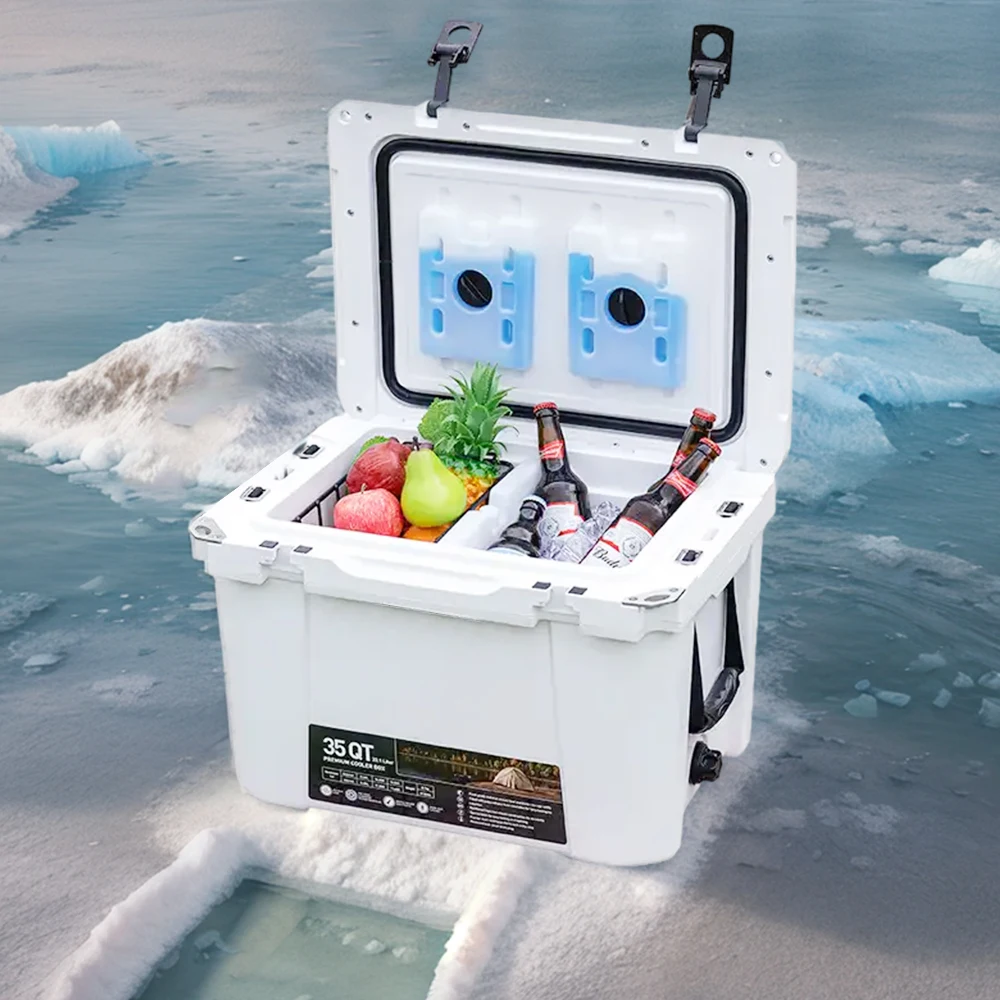 2023 35qt Injection Cooler Box With Table And Chairs Camping Hard ...
