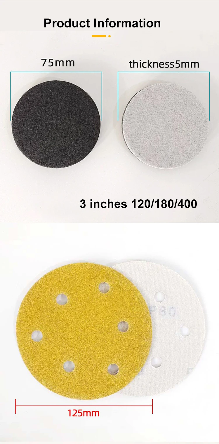 Dry Sanding Paper 6 Inch 17 Hole Disc Flocking Sandpaper Circular air ...