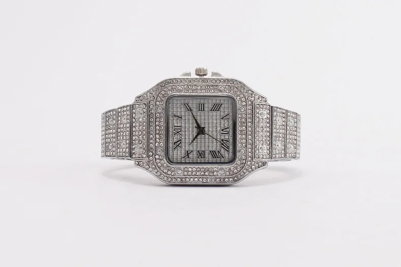 Oversize Square Dial Full Diamond Watches - Luxury & Style
