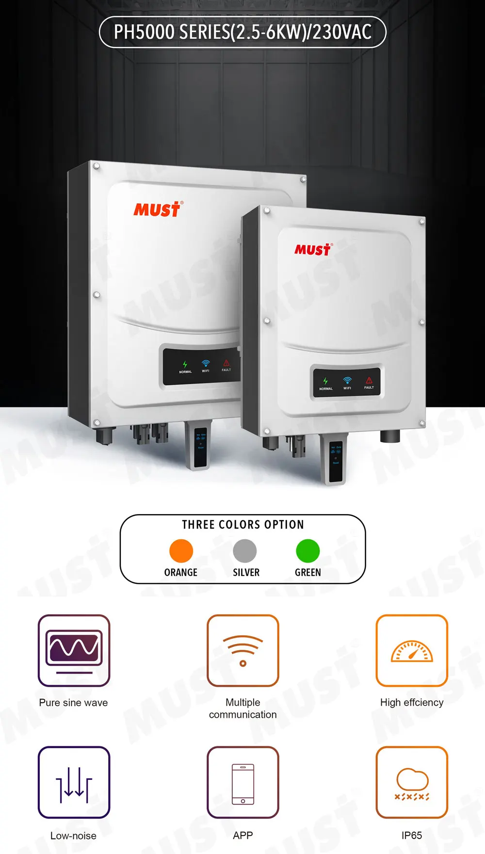 Must Power 5kw Mppt 220v 48v 6kw 5kw 6kw 8kw 10kw Panel Pure Sine Wave ...