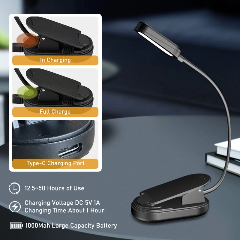 Red 620nm LED Reading Light - Eye Protection & Portability