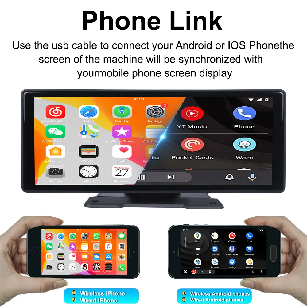 Portable Wireless Carplay Android Auto 10.26 Inch Screen