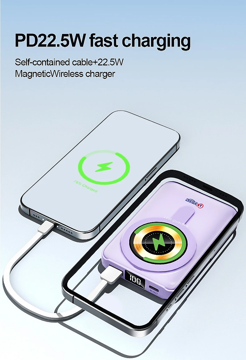 OEM PD 22.5W Fast Charging Power Bank - 10000mah Wireless Charger