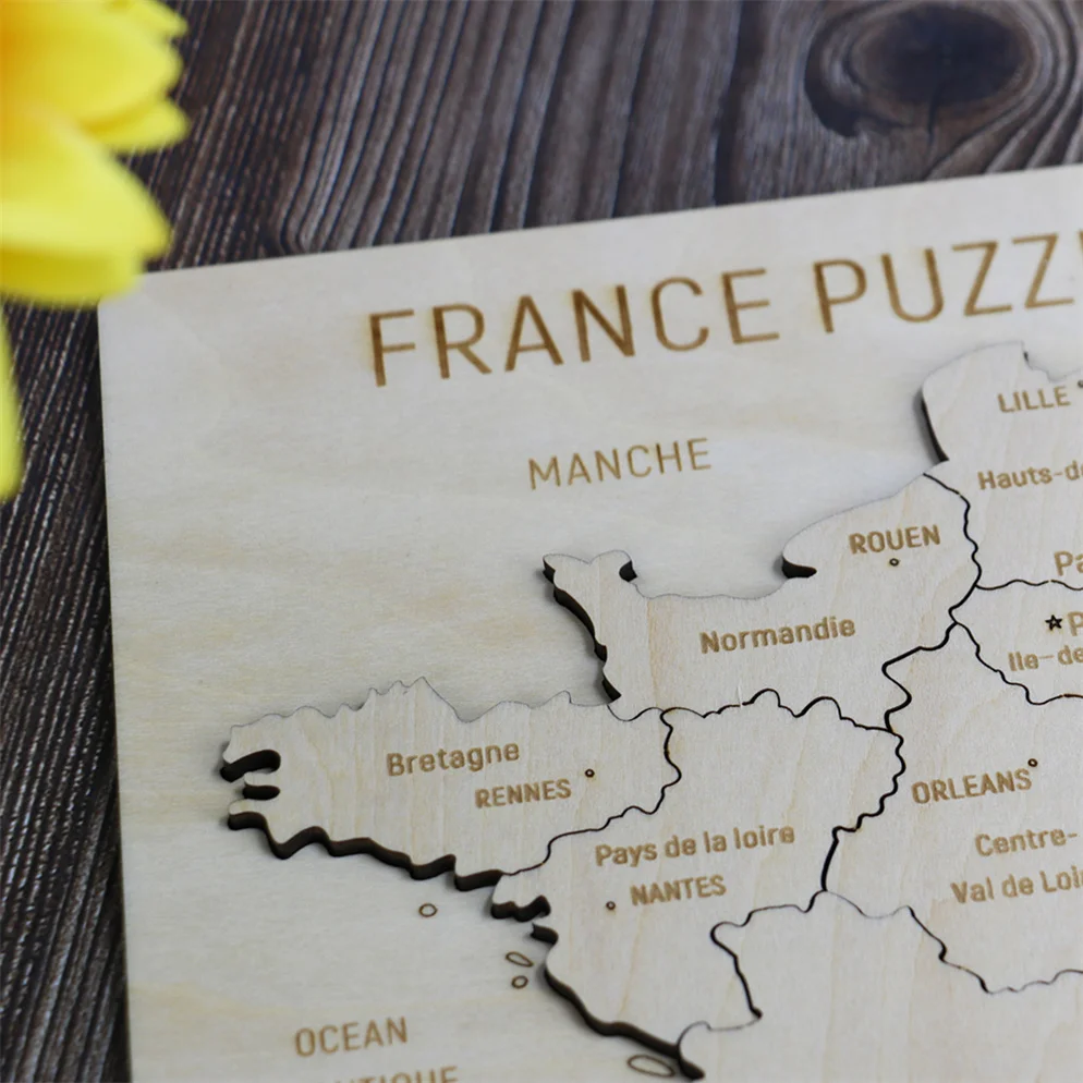 Custom Personalized France Puzzle Montessori Educational Toys Wooden ...