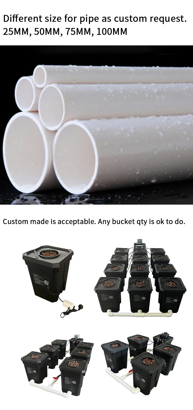 4 Bucket 6 Gallon Hydroponics System Container Hydroponic Big Net Cup ...