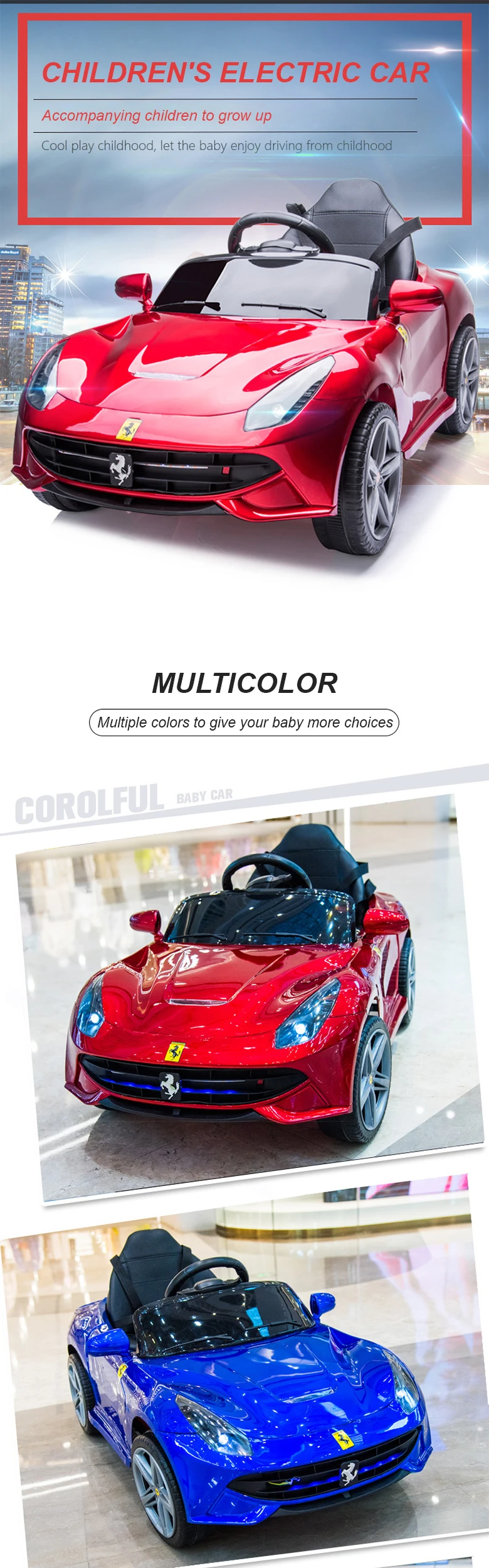 12v Remote Control Baby Ride-on Car Led Lights Powered By Battery ...