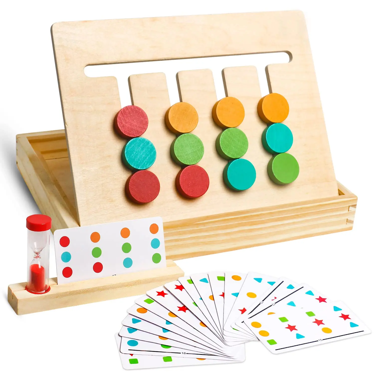 4 Color Slide Puzzle Board Matching Logic Game Early Educational Wooden ...