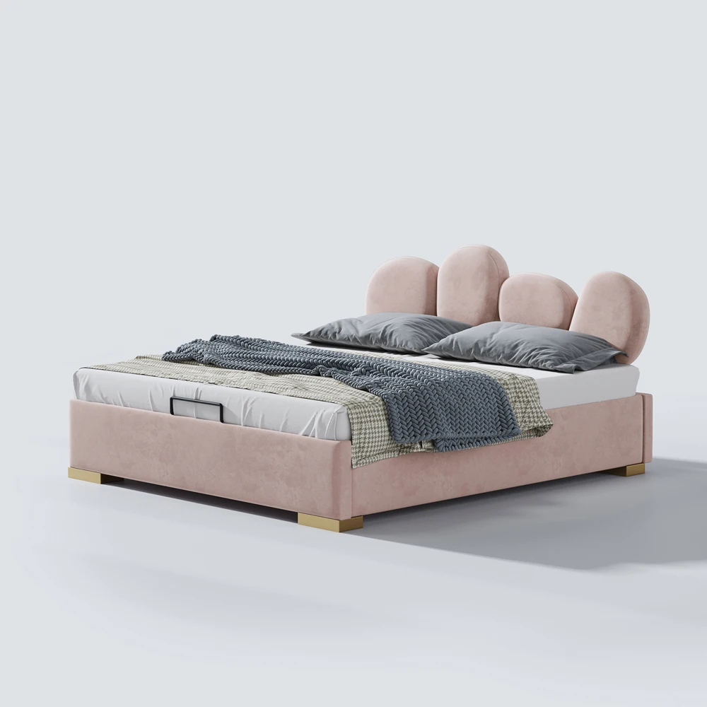Modern Luxury Custom Unique pink Velvet Girls Double Single Bed With ...